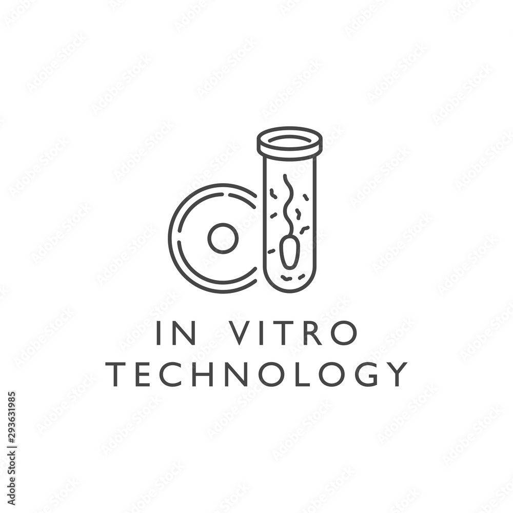 Vector design element and icon in linear style - in vitro fertilisation ...