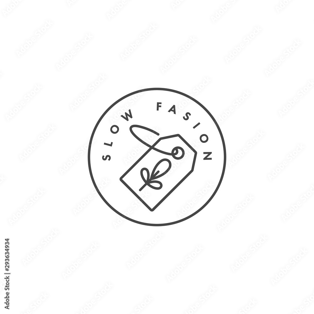 Vector logo, badge or icon for eco-friendly manufacturing - slow fasion ...