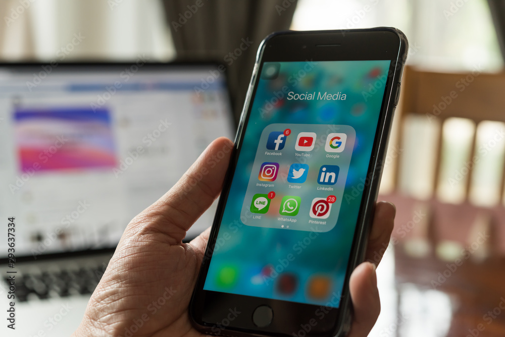 BANGKOK, THAILAND- 02 July 2018 :Hands of man use Iphone 7 plus with ...