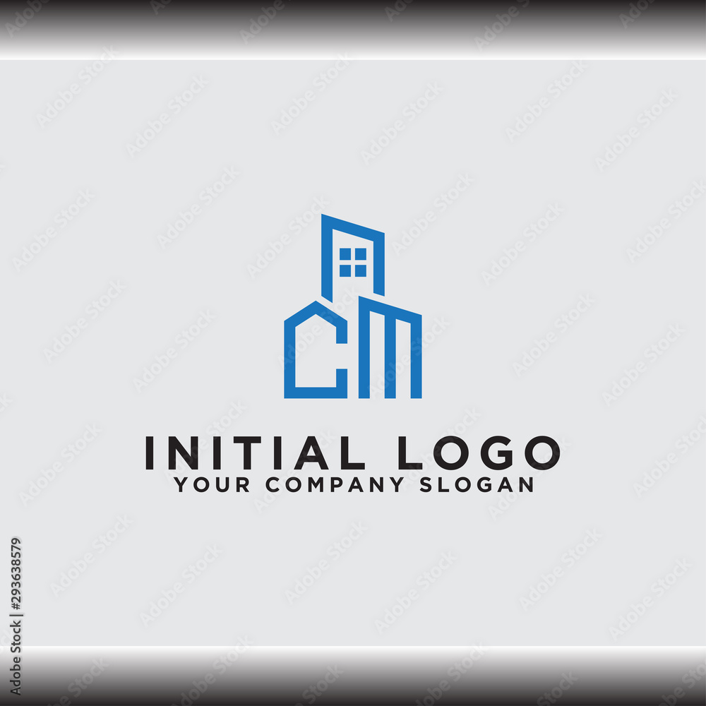 Initial concept of the CM logo with a building template vector for ...