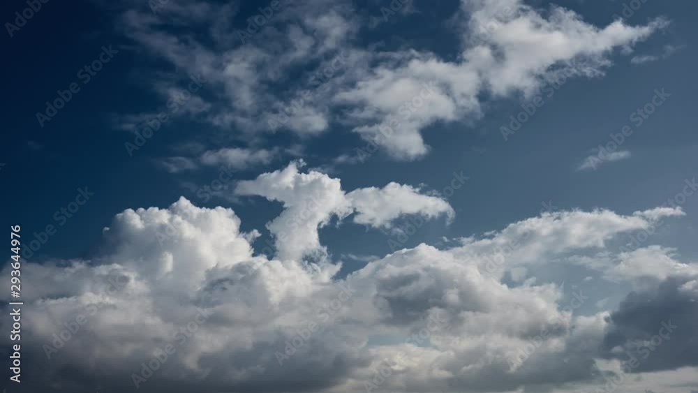 Static 4k. Time Lapse. pure blue sky white cloud moving from left to ...