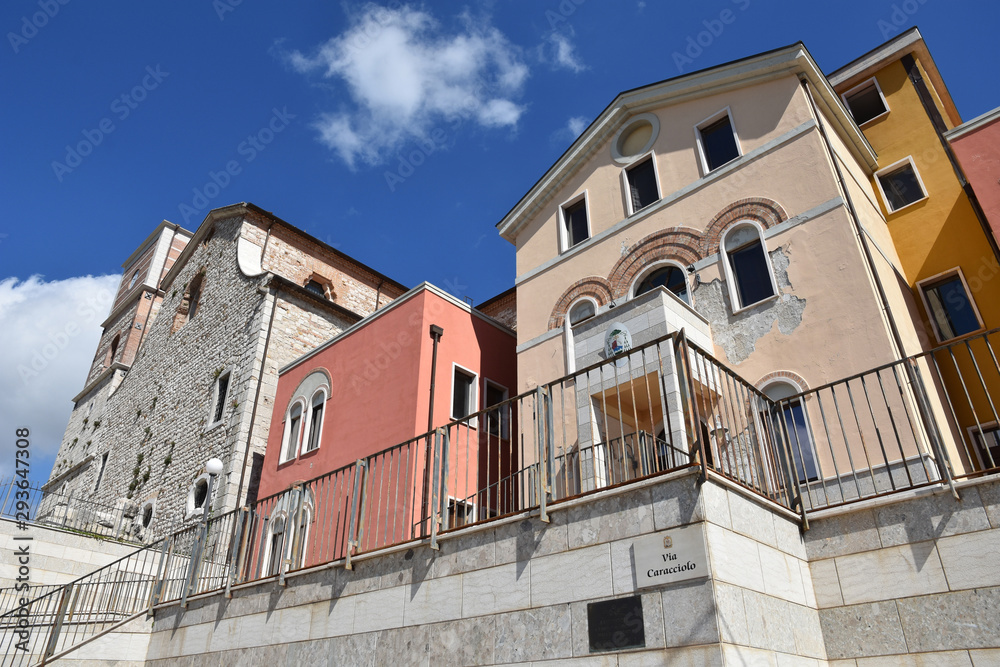 Old buildings of an Italian village rebuilt after an earthquake in 1980 ...