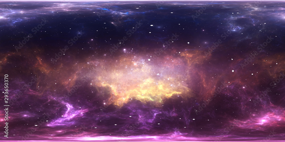 360 degree space background with nebula and stars, equirectangular ...
