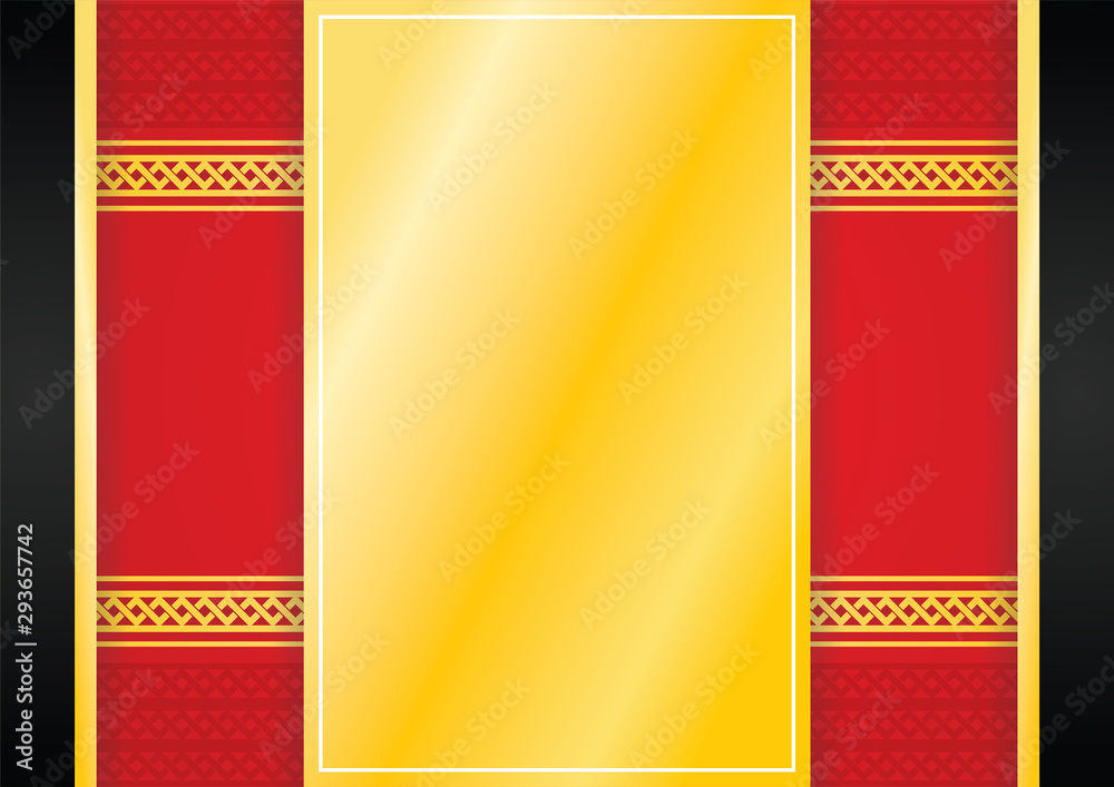 Red background with gold square space & golden mosaic frame. Vector ...