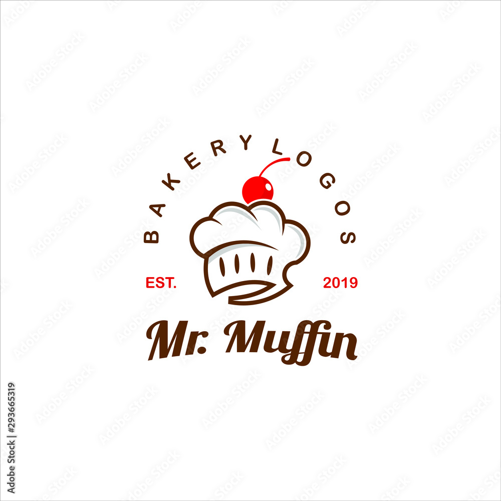 simple modern badge concept muffin and bread for bakery logo design ...