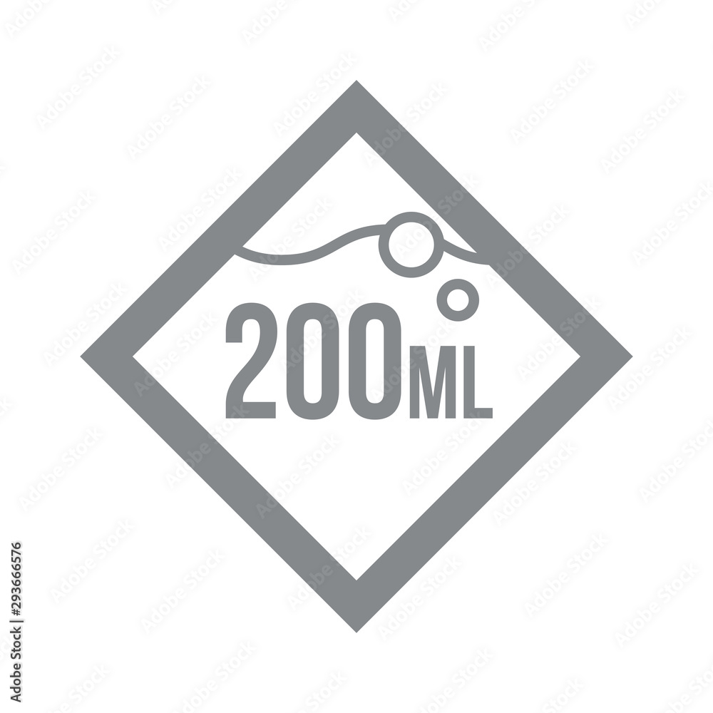 Liter l sign (l-mark) estimated volumes 200 milliliters (ml) Vector ...