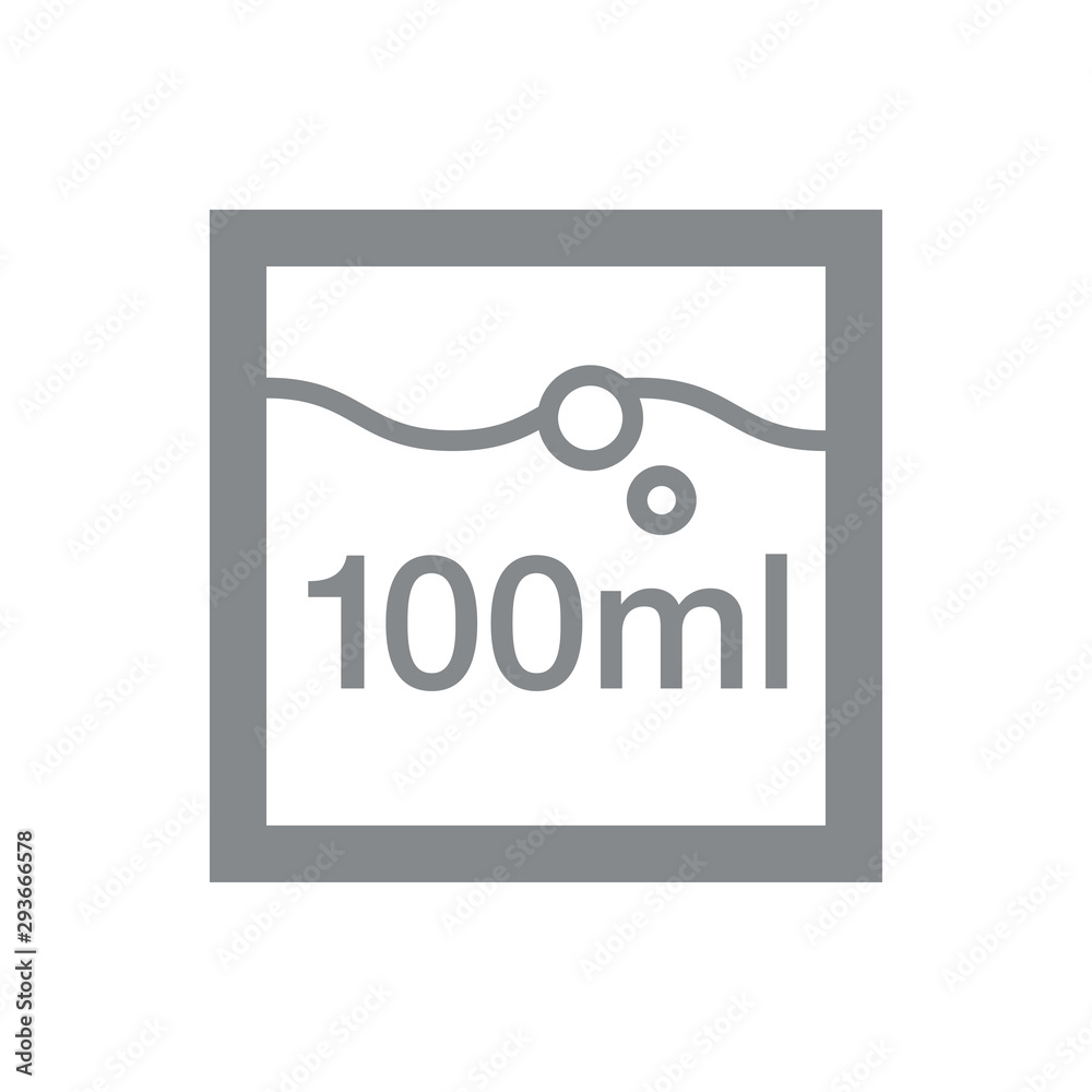 Liter l sign (l-mark) estimated volumes 100 milliliters (ml) Vector ...