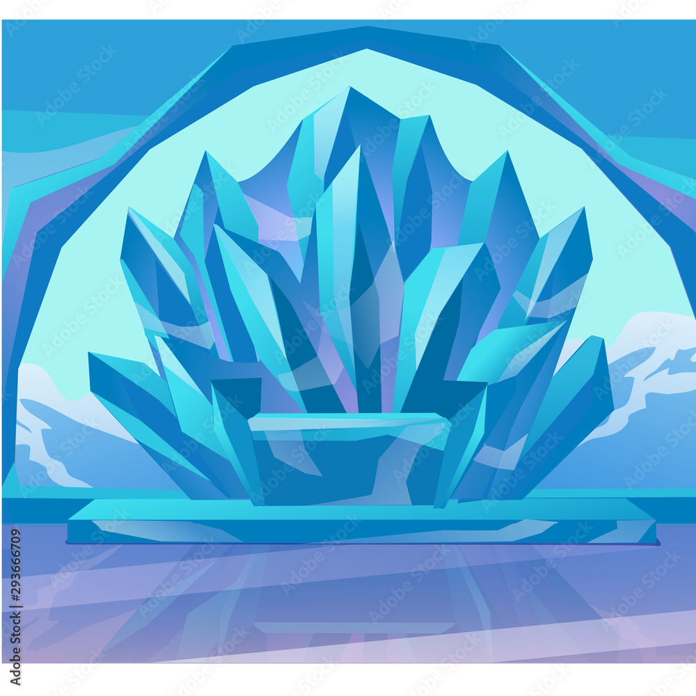 Frozen throne and arch. The interior of the ice castle. Sample of ...