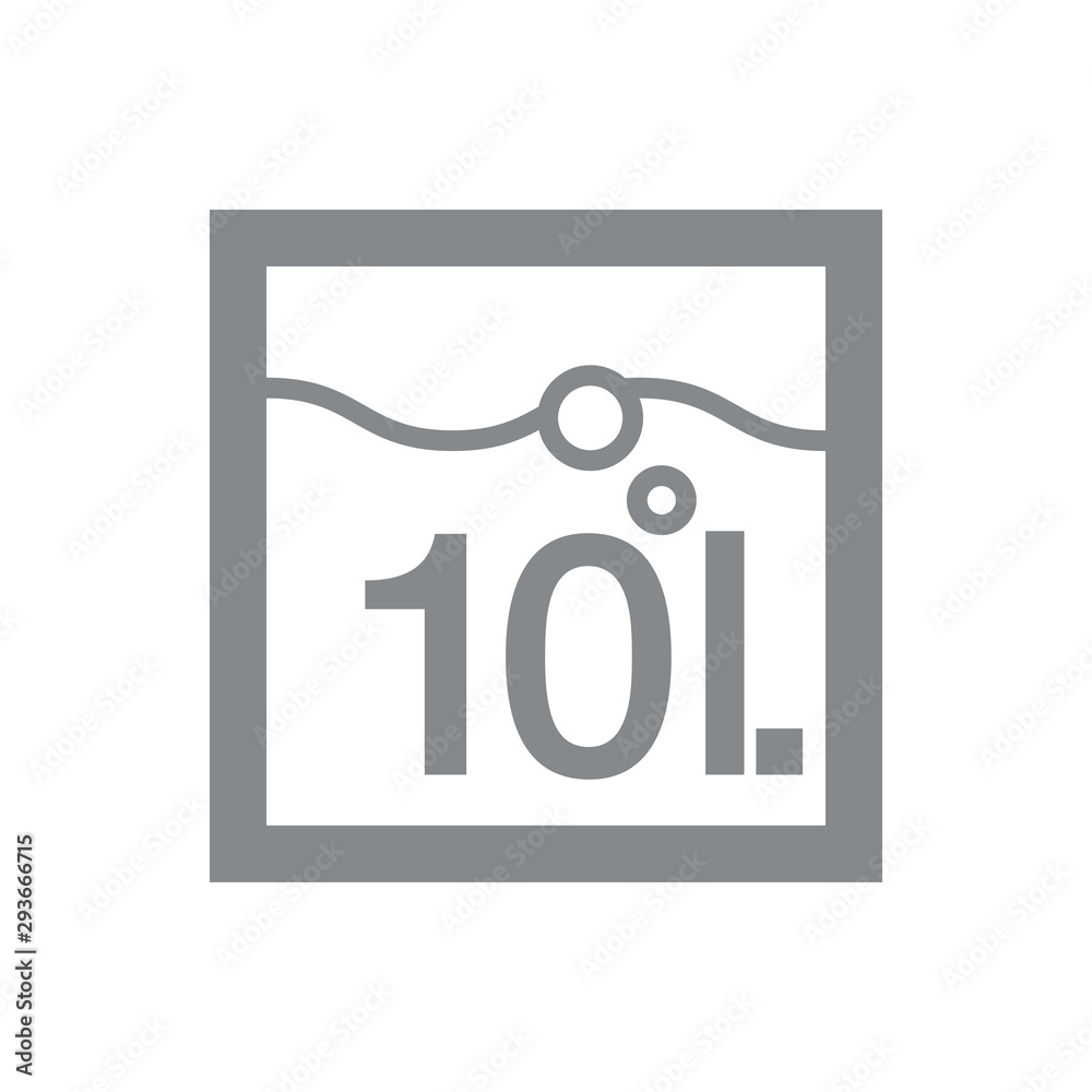 10 Liters l sign l-mark estimated volumes milliliters (ml) Vector ...