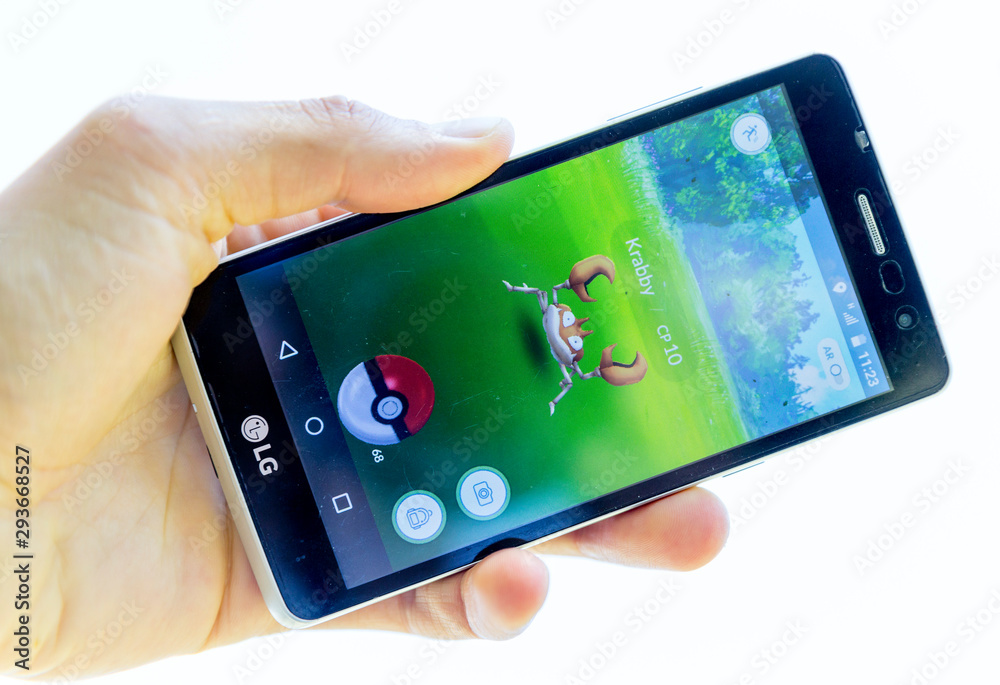 Sofia, Bulgaria - July 23, 2016: Man holds in her hand a mobile phone ...