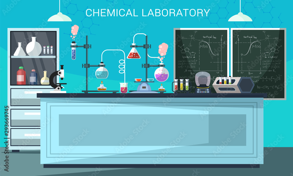 Chemical lab flat vector illustration Stock Vector | Adobe Stock