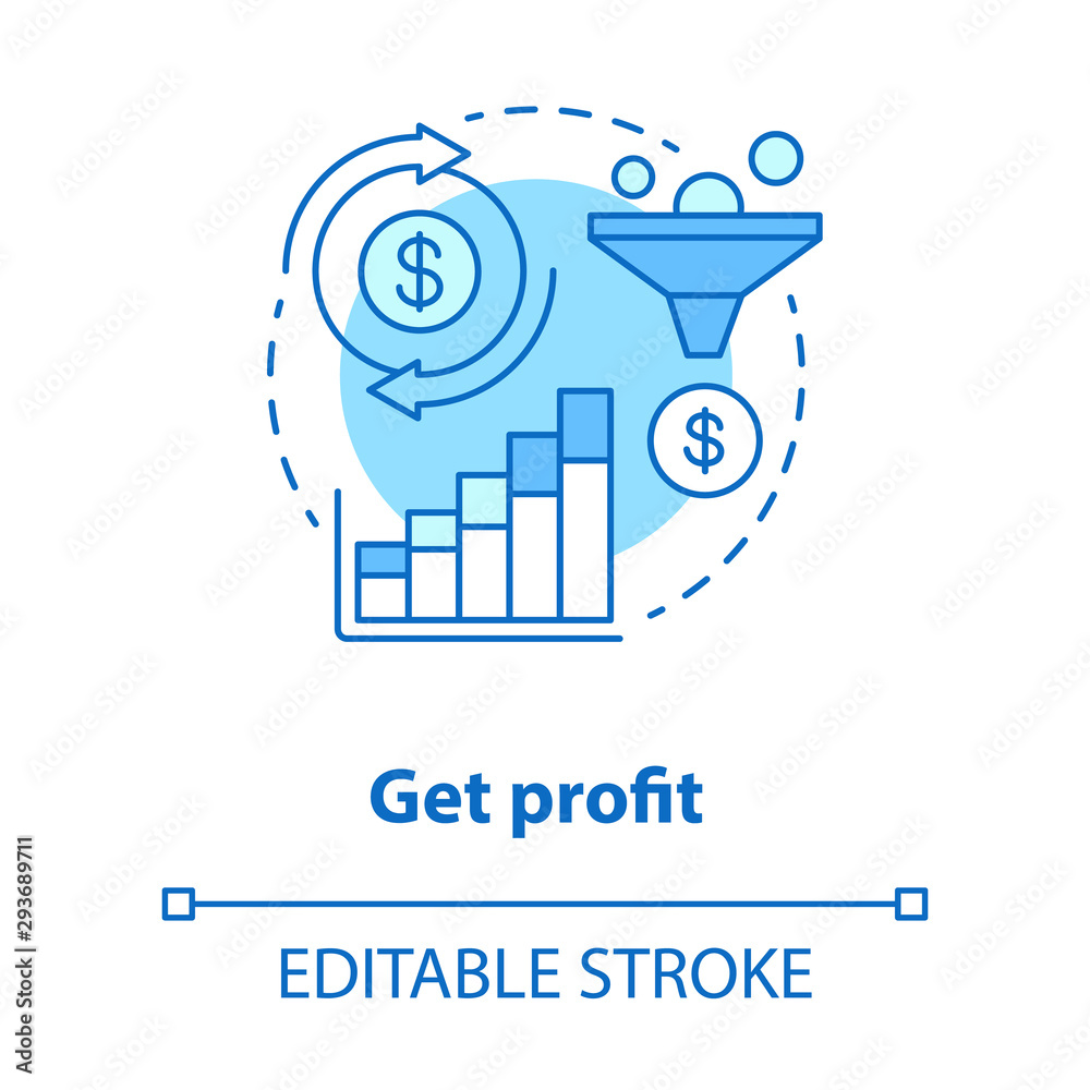 Get profit blue concept icon. Increase income idea thin line ...
