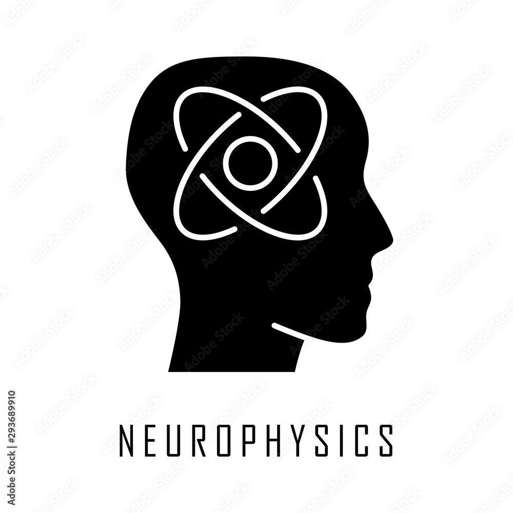 Neurophysics glyph icon. Nervous system, human brain studying ...