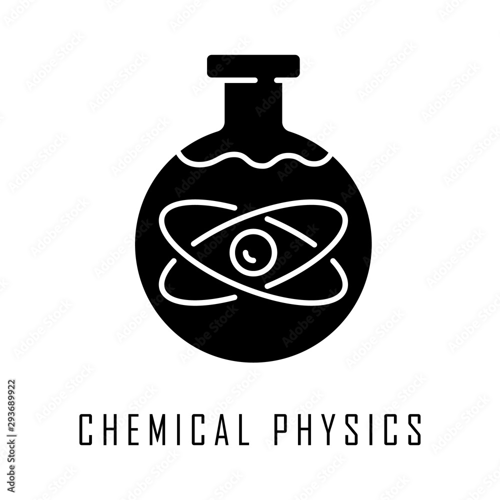 Chemical physics glyph icon. Laboratory scientific research. Chemical ...
