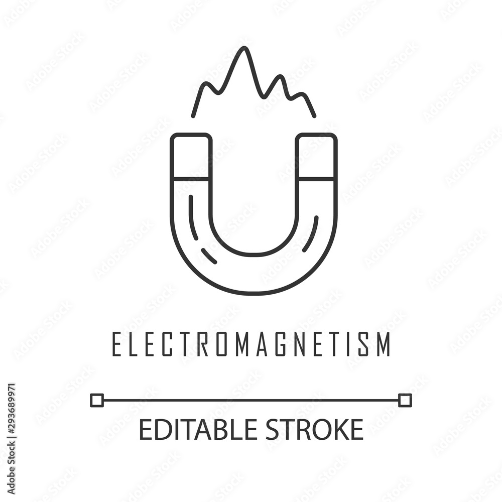 Electromagnetism linear icon. Electromagnetic force. Magnetic field ...