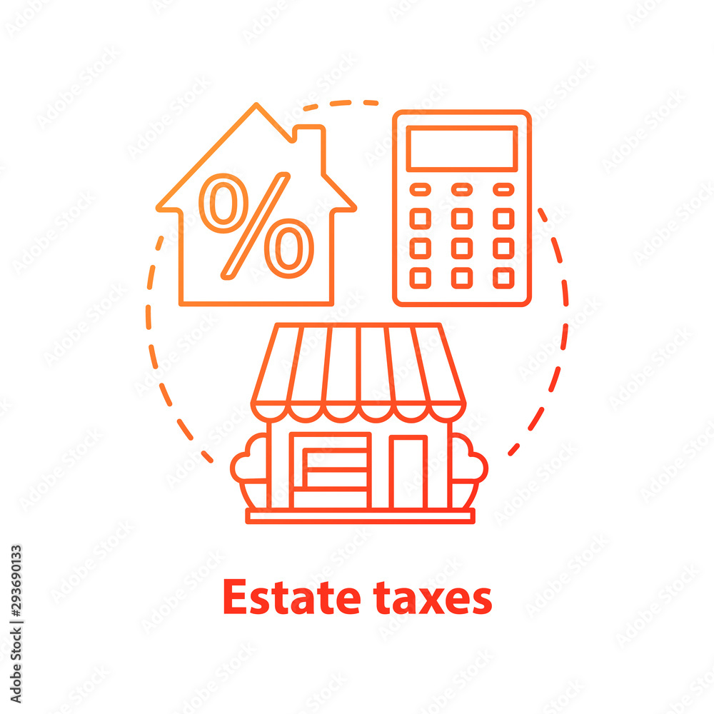 Estate taxes red concept icon. Financial levy idea thin line ...