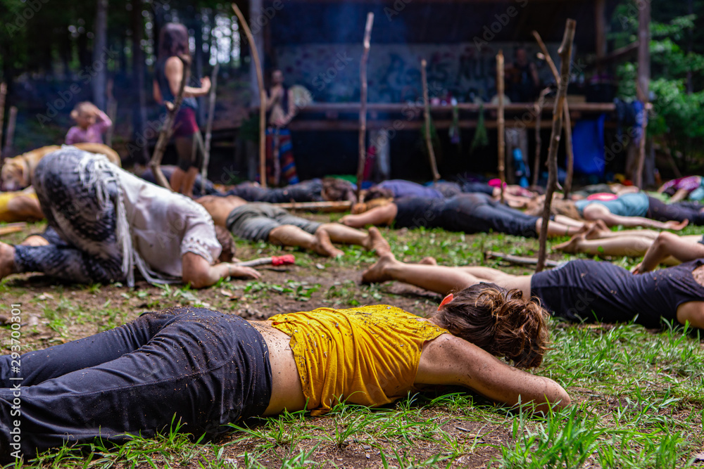 Diverse people enjoy spiritual gathering An intergenerational group of ...