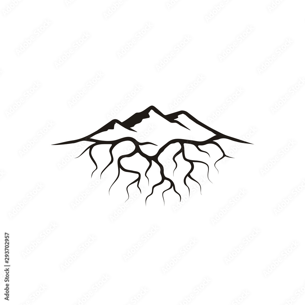 Black Mountain Roots Adventure retro rustic vintage logo design Stock ...
