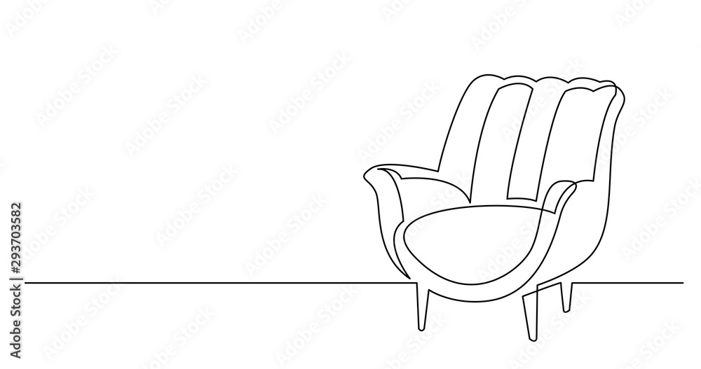 continuous line drawing of elegant comfortable lounge armchair Stock ...