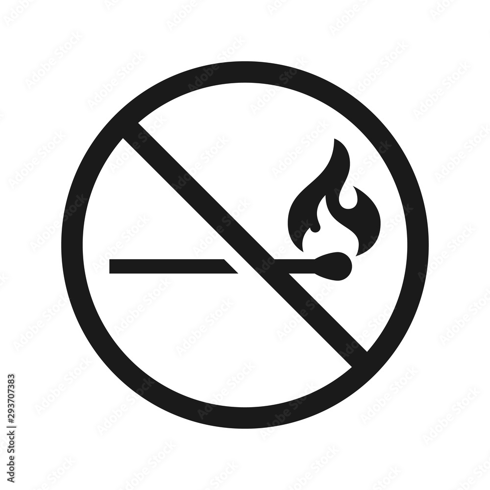 No fire vector sign. High quality prohibition sign isolated on white ...