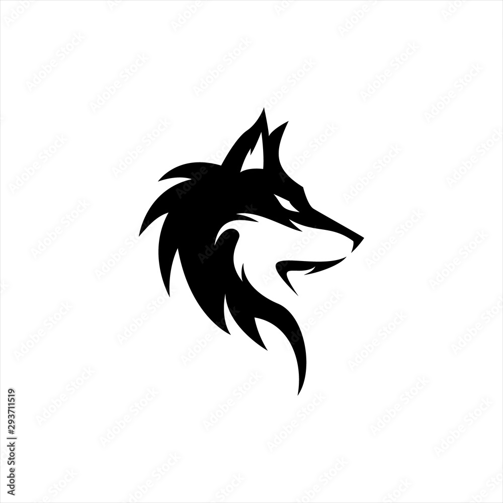wolf silhouette logo design vector template Stock Vector | Adobe Stock