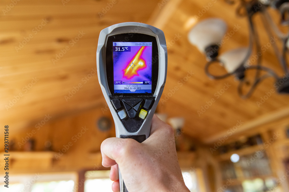 Indoor damp & air quality (IAQ) testing. Cold and hot spots are seen ...