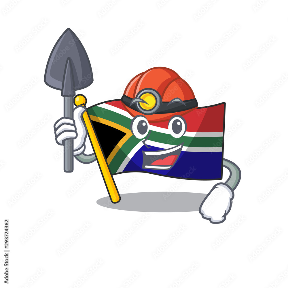 Miner flag south africa isolated with mascot Stock Vector | Adobe Stock