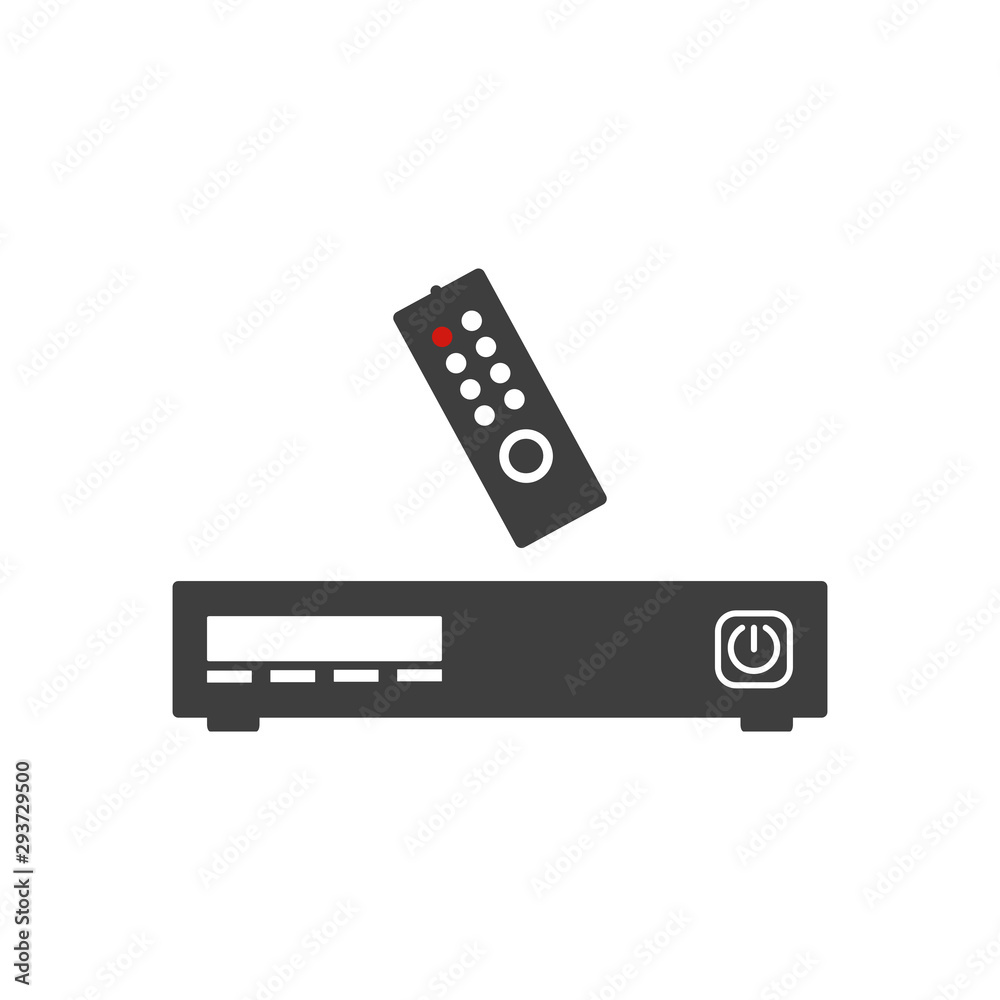 Television set top box flat icon. Isolated on white background. Stock ...