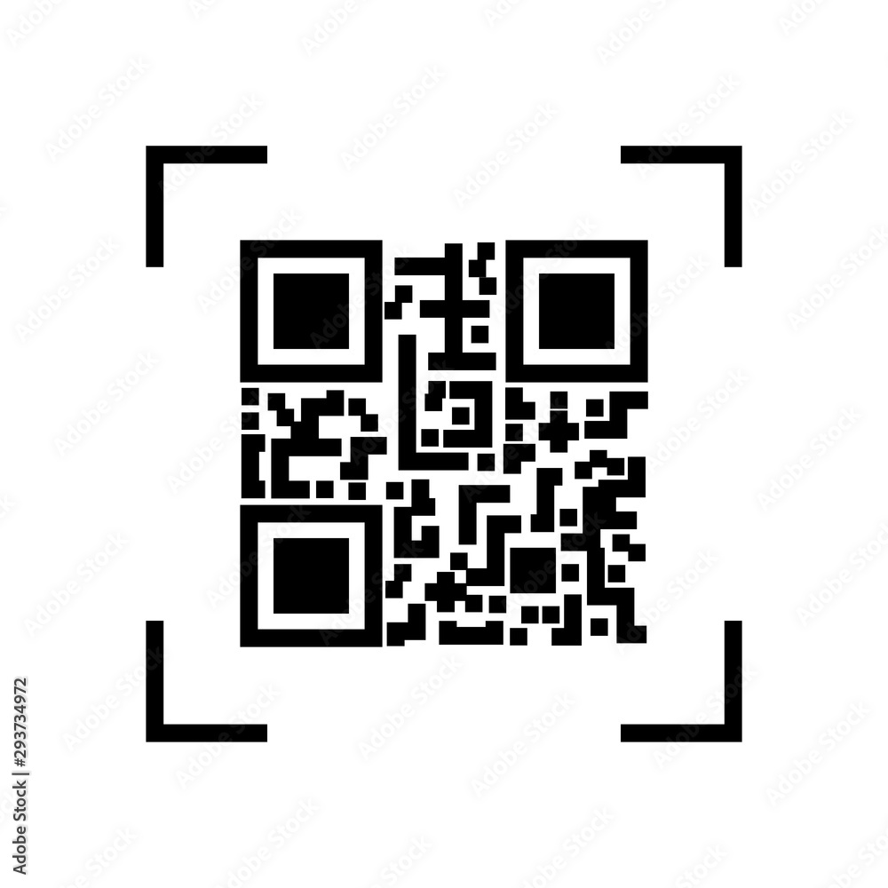Scanning black round simple qr code on phone screen icon, for interface ...