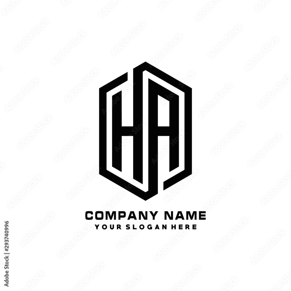 HA initials business abstract logo in the shape of a hexagon, with a ...