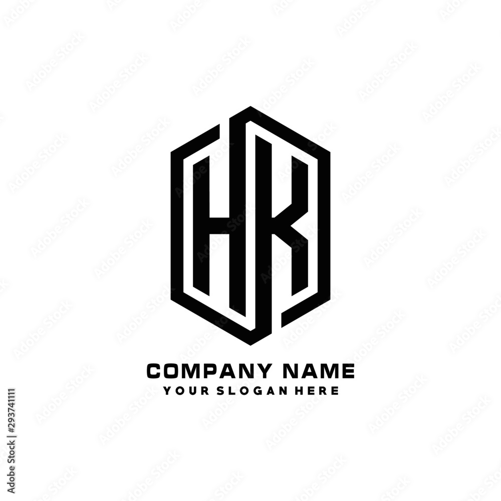 HK initials business abstract logo in the shape of a hexagon, with a ...