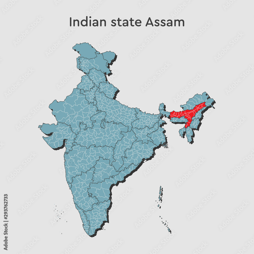 India country map Assam state template infographic Stock Vector | Adobe ...