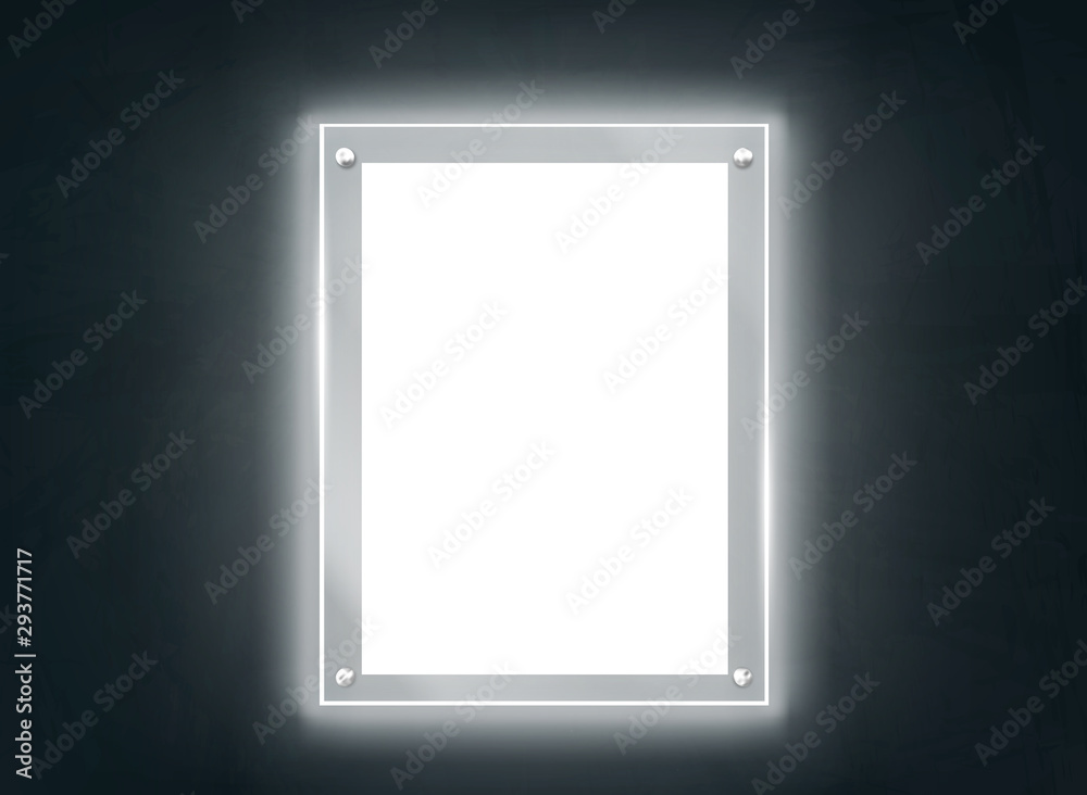 Blank poster glowing in darkness 3d realistic vector illustration ...