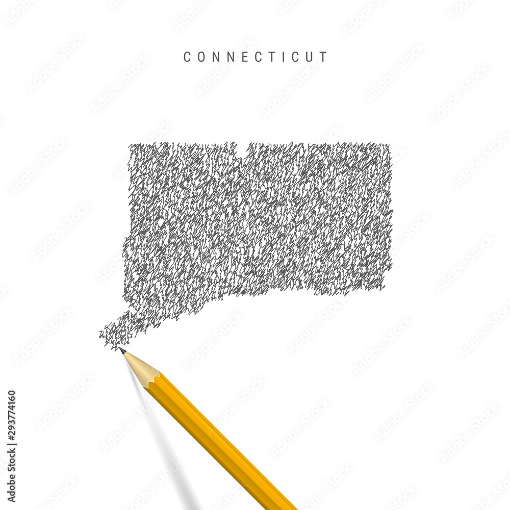 Connecticut sketch scribble map isolated on white background. Hand ...