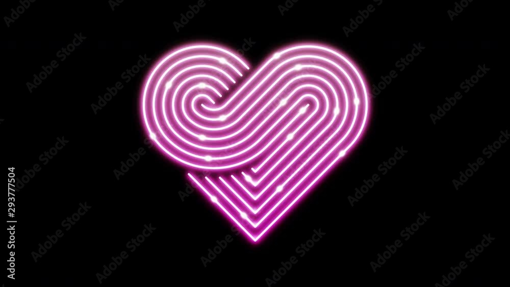 Vidéo Stock Heart neon line lighting moving pattern pink color ...