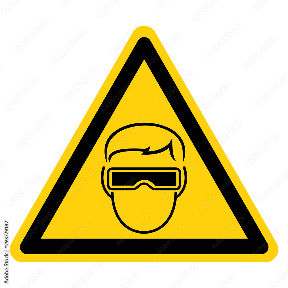 Warning Wear Goggle Symbol Sign ,Vector Illustration, Isolate On White ...