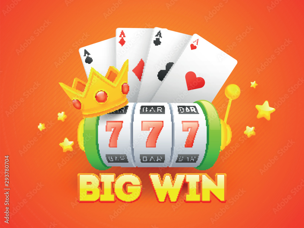 Big Win poster or banner design with realistic slot machine with crown ...