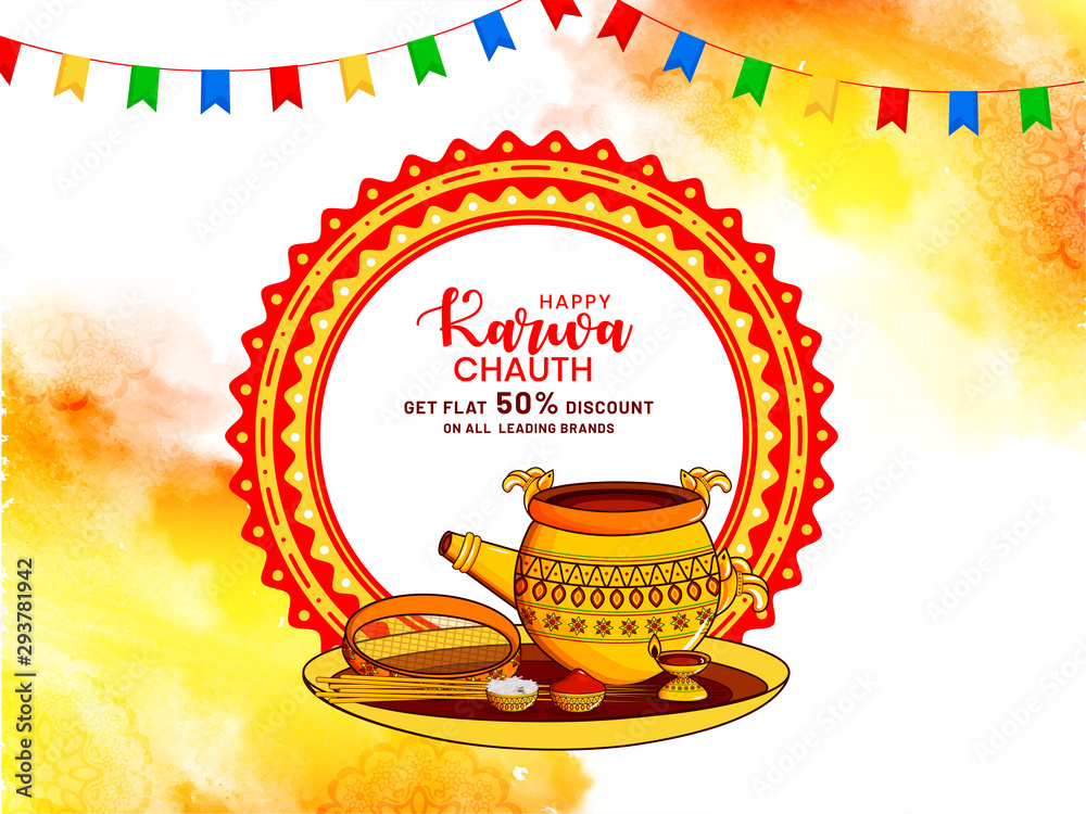 Creative illustration with decorated pooja thali for indian festival of ...