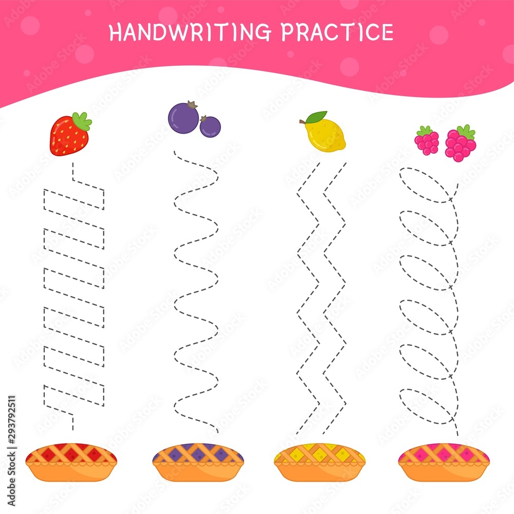 Handwriting practice sheet. Basic writing. Educational game for ...