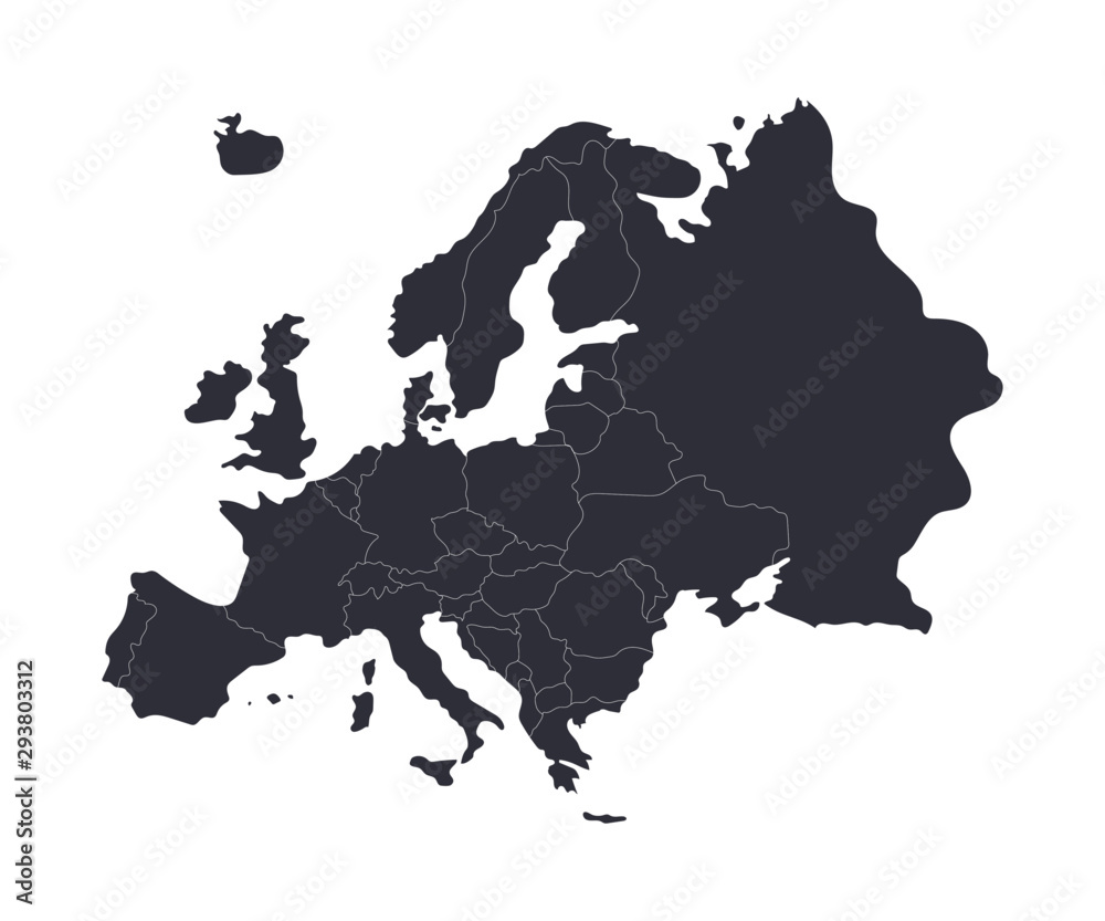 Detailed vector map of the Europe with country borders Stock Vector ...