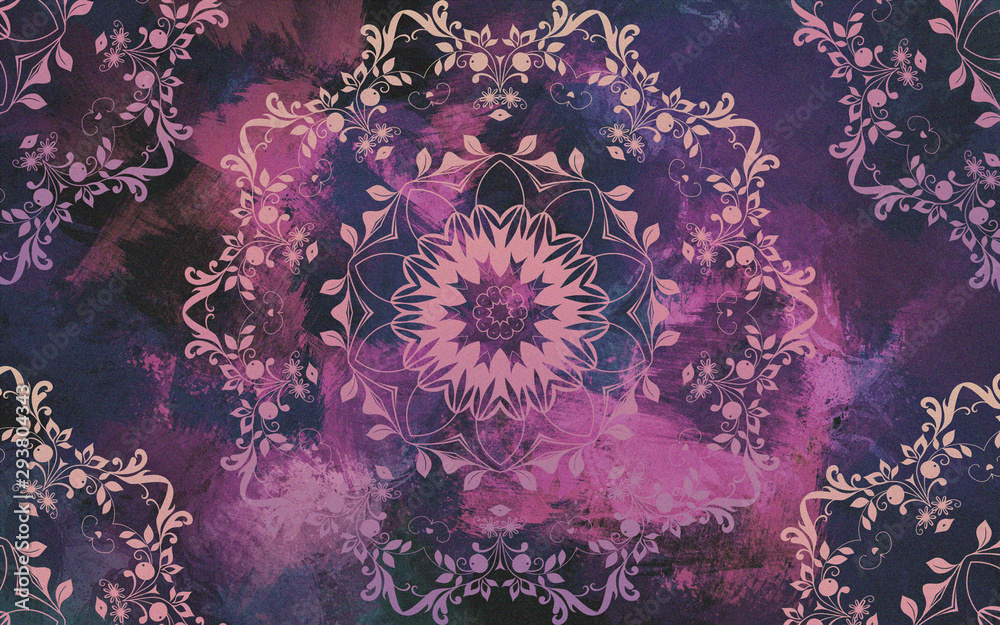 abstract lilac india mandala Stock Illustration | Adobe Stock