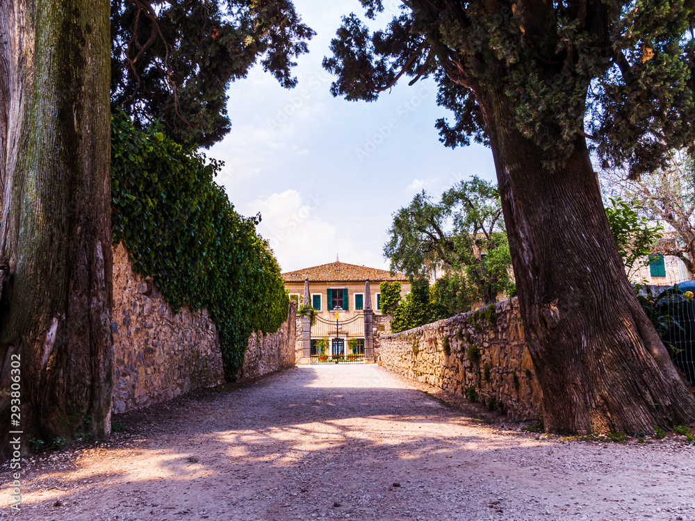 Typical and traditional Italian villa architecture with blue sky ...