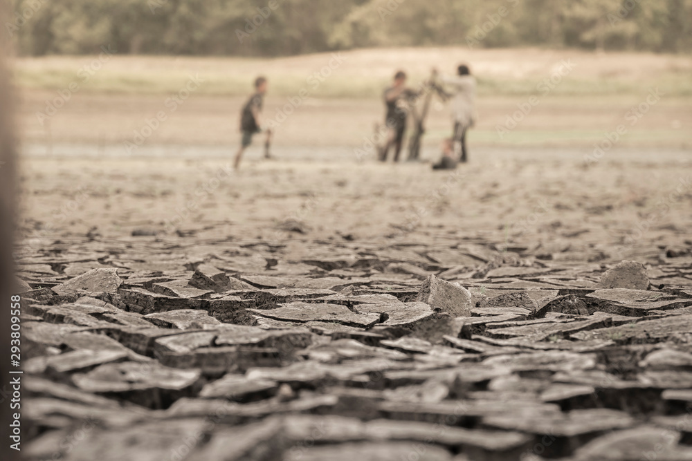 Climate change and drought land, Part of a Huge Area of Dried Land ...