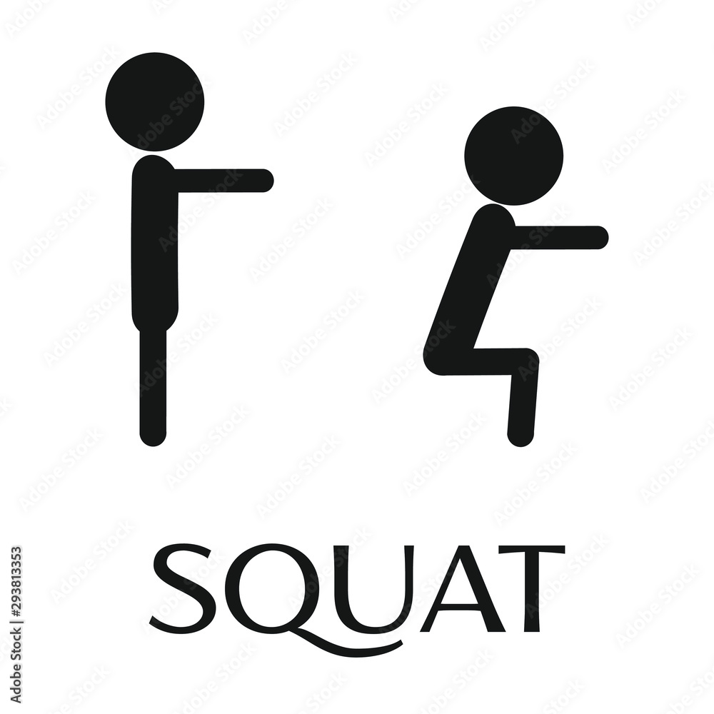 Squat exercise vector pictogram, isolated simple icon. Stock Vector ...