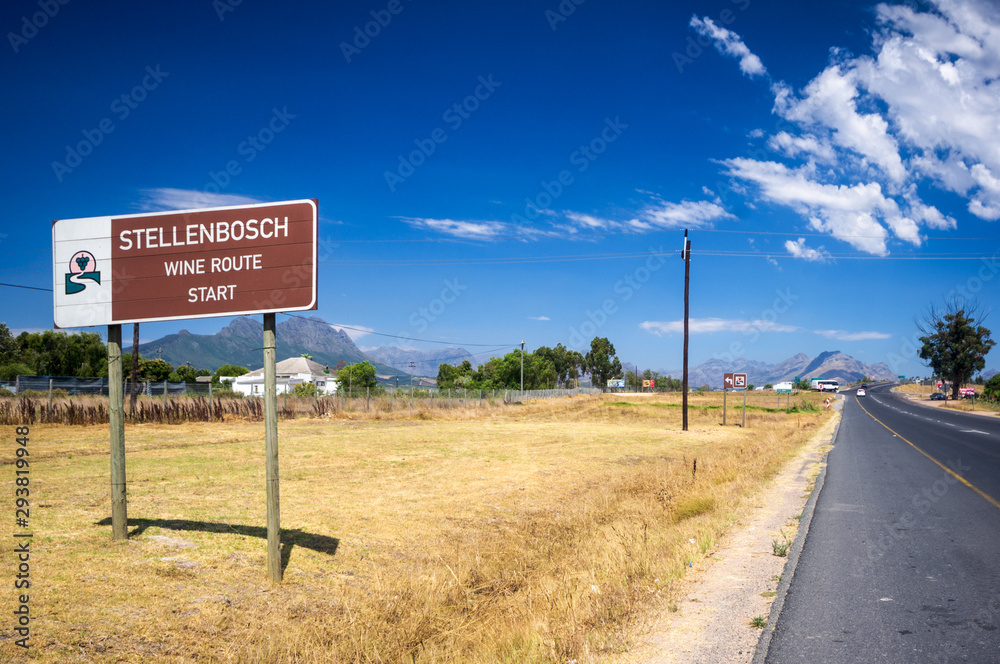 This sign marks the beginning of the new Stellenbosch American Express ...