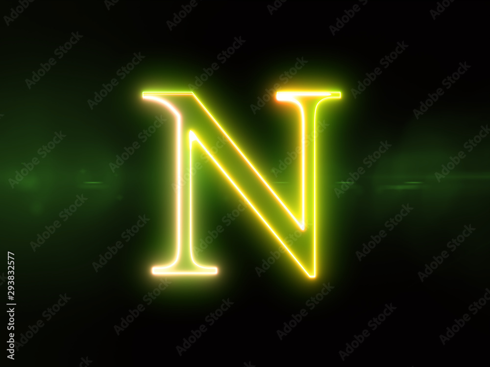 Neon Green Letter N
