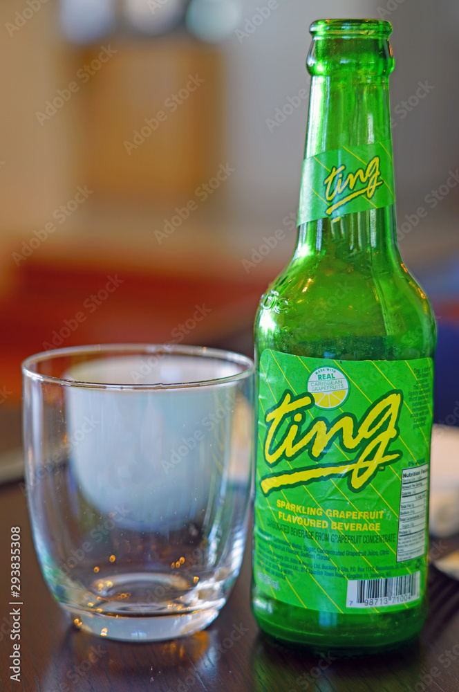 BASSETERRE, ST KITTS- 21 NOV 2018- View of a bottle of Ting, a citrus ...
