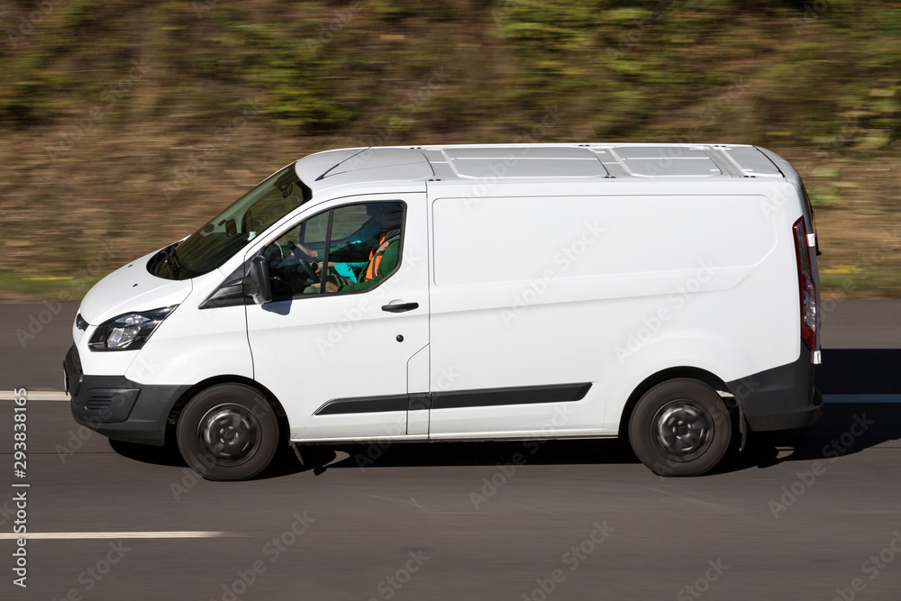 WIEHL, GERMANY - September 29, 2018: Ford Transit on motorway. The Ford ...