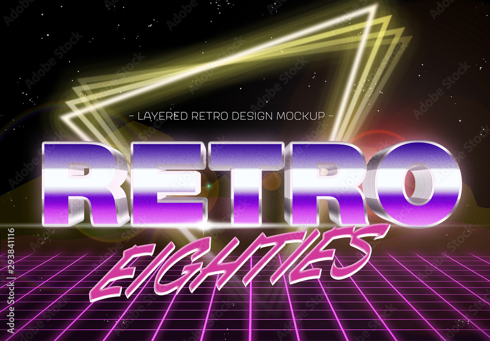 Eighties Chrome and Neon Text Effect Stock Template | Adobe Stock