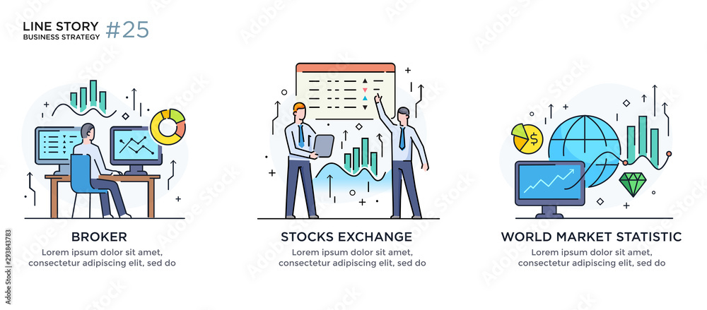 Set of illustrations concept with business concept. Workflow, growth ...
